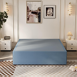 ALDRICH Queen Size Bed Frame with Fabric Cover Skirt, 16 Inch Metal Platform Bed Frame Queen with Storage Space Under Bed, Heavy Duty Steel Slat Support, Easy Assembly, No Box Spring Needed