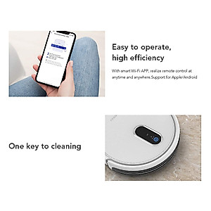Robotic Vacuum Cleaner, Floor Robot Vacuum, Strong Suction, Super Thin and Quiet, Robot Vacuum Mapping, Cleans Pet Fur, Hard Floor to Carpet (White)