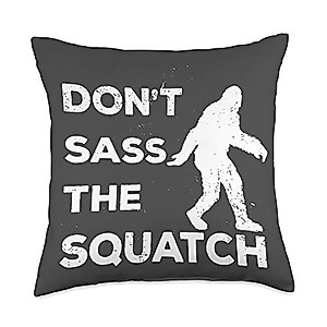 Bigfoot Yeti Sasquatch Apparel Dont Sass The Squatch Funny Bigfoot Throw Pillow, 18x18, Multicolor