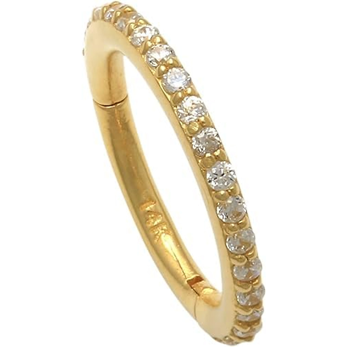 ANYGOLDS 14K CZ Hoop Piercing - Elegant Piercing Jewelry for Cartilage, Daith, Helix, Tragus, Conch, Rook, Snug - 16 Gauge Genuine Gold Piercing Jewelry for Women Gift - 1PC