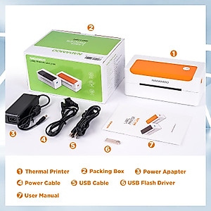 NADAMOO Thermal Label Printer, 4x6 Thermal Shipping Label Printer, High Speed Commercial Direct Thermal Label Maker, Support Windows Mac, Compatible with Shopify, Ebay, Amazon, USPS, UPS，FedEx