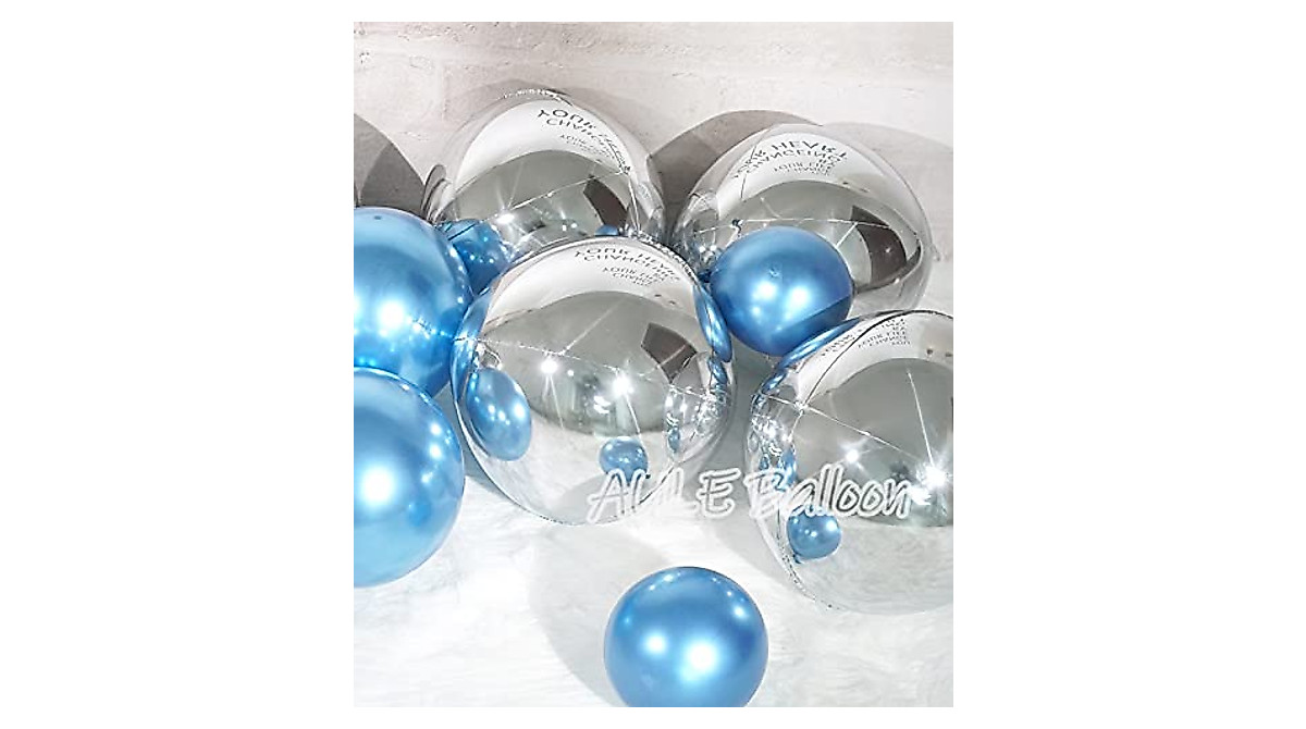 AULE Silver Orbz Balloons - Jumbo 22 Inch Mylar Party Decor