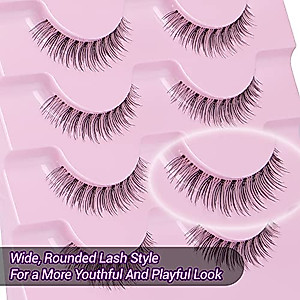 Eyelashes Natural Look Short Wispy False Lashes 3D Natural Crisscross Faux Mink Lashes with Clear Bands 7 Pairs by Yawamica