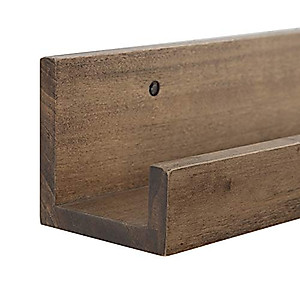 Kate and Laurel Levie Wooden Picture Ledge Wall Shelf Set, 3 Piece-18, Rustic Brown