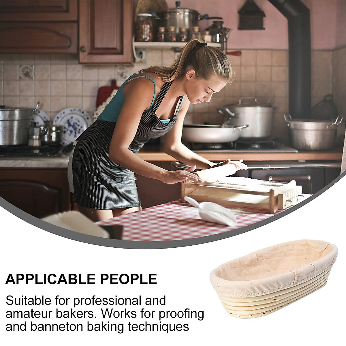 DOITOOL Oval Bread Proofing Baskets for Sourdough Bread, Sourdough Proofing Basket Set for Bread Making for Beginners or Professional Bakers