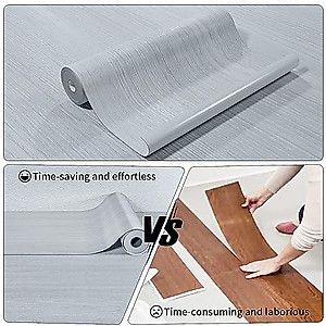 Vinyl Flooring Roll 24x118〞(19.4 Sq.Ft), Self-Adhesive Peel and Stick, Wood Grain Look, for Bathroom, Kitchen, Bedroom, RV