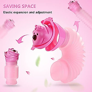 Portable Urinal Toilet, Shrinkable Potty for Toddler Pee Training, Emergency Urinal for Boys Kids Adults Car Travel and Camping Outdoor (Pink)