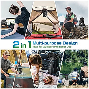 Portable Rechargeable Fan with Light, 10000mAh Battery Operated Tent Fan with Light & Hook, 270° Pivot, 3 Speeds, Personal USB Table Fan for Camping, Power Outage, Hurricane, Jobsite