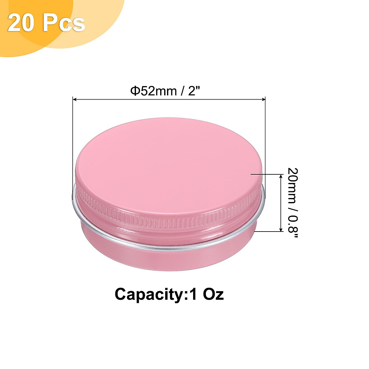 uxcell 1 Oz Tin Cans, 20 Pcs Aluminum Round Tins, Travel Sized Small Metal Tins Cosmetic Sample Containers with Screw Lid for Lotion Bars Beard Balms Candles, Pink