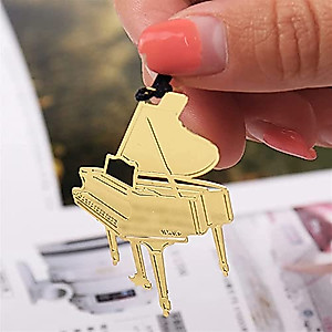 Phineon 6pcs Metal Bookmark Piano Harp Accordion Violin Trumpet Guitar Book Marks with Braided Tassel Pendant for for Kids Students Children Boys Girls