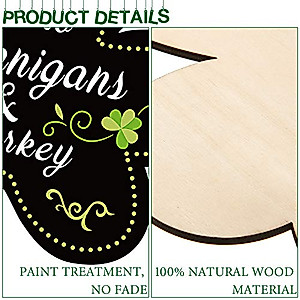 St. Patrick's Day Shamrock Sign 12 x 12 Inch Hanging Shamrock Welcome Sign Prone to Shenanigans and Malarkey Sign Irish Clover Door Sign Holiday Porch Sign Decor for St. Patrick's Day Party Favor