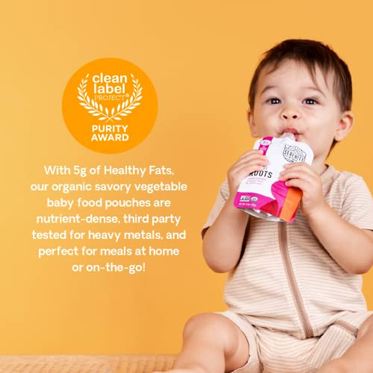 Serenity Kids 6+ Months Certified Organic Baby Food Pouches Veggie Puree | No Sugary Fruits or Added Sugar | Allergen Free | 3.5 Ounce BPA-Free Pouch | Variety Pack | 8 Count