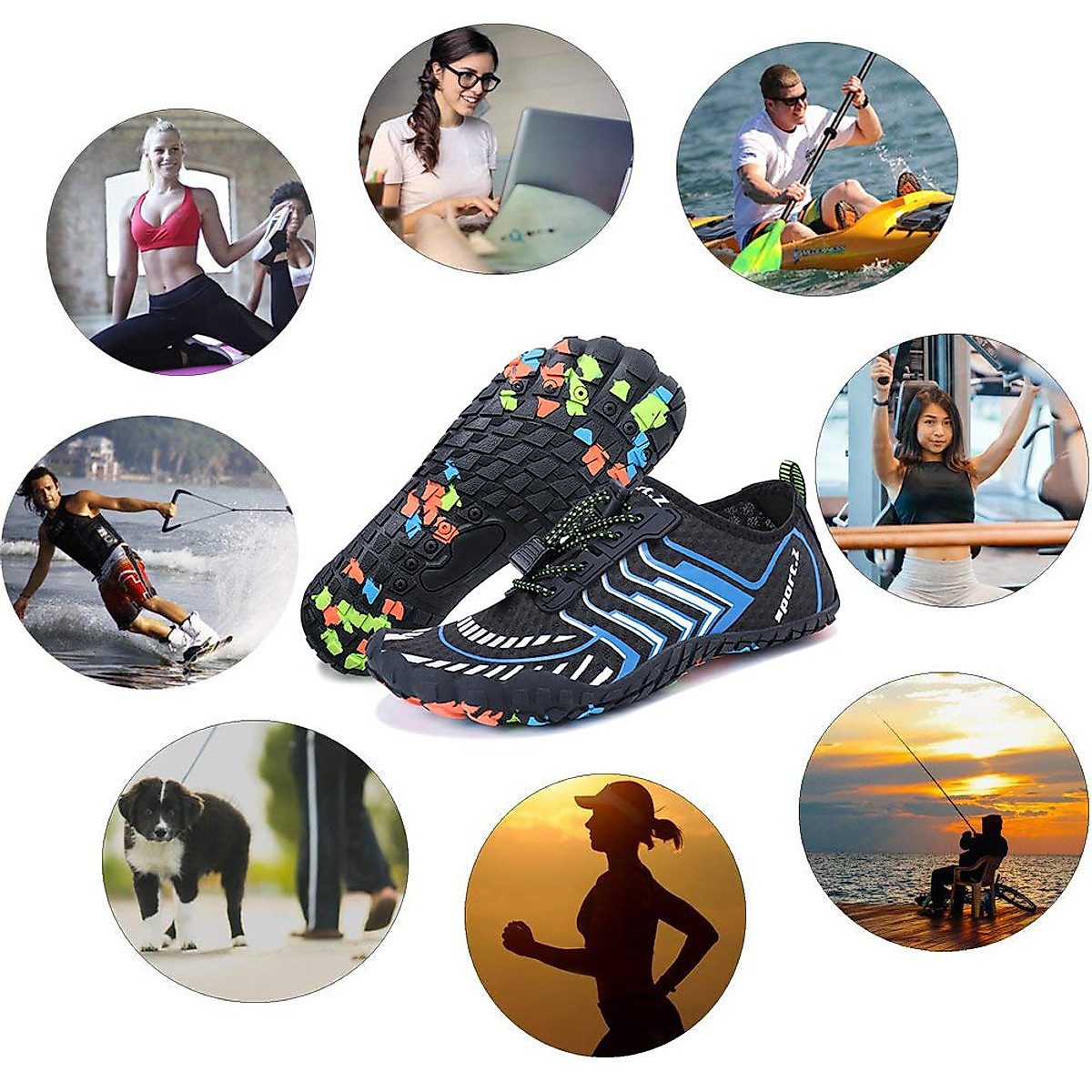 MAYZERO Water Shoes Men Women Swim Surf Shoes Beach Pool Shoes Wide Toe Hiking Aqua Shoes Winter House Slippers
