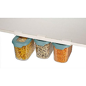 Joseph Joseph CupboardStore Airtight Easy Pour Food Container 3M Tape Undershelf Storage Hanger, 3-Piece Set - Large, Opal