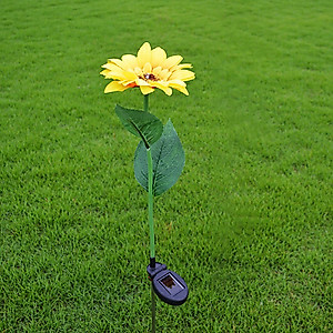 Penfly LED Solar Power Artificial Sunflower Light Night Mood Lamp In-ground for Home Outdoor Yard Landscape Garden Park Grassland Lawn Decoration Yellow