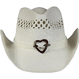 Vamuss Women's Cowboy Hat with Heart, White, One Size