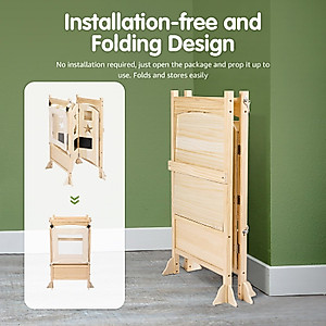 Ixdregan Toddler Kitchen Step Stool for Toddlers - Toddler Stool with Cute Cartoon Design, 3 Height Adjustable Toddler Stool for Kids 18M+, Safe Toddler Stepping Stool Supports 130LB-Natural Wood