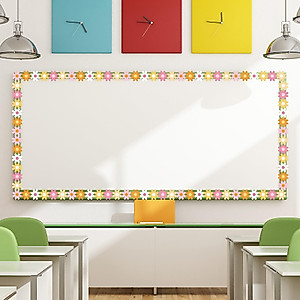 69Ft Boho Daisy Flower Paper Bulletin Board Borders Retro Groovy Classroom Decoration Hippie Border Trim Strips Back to School Classroom Decor for Nursery School Classroom Retro Groovy Party