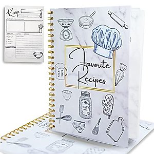 Recipe Book to Write in Your Own Recipes, 1 Pack 8.5" x 11" Blank Recipe Notebook, Double Spiral Cookbook Recipe Journal Notebook Include 200 Recipes Page With Beautifull Inner Design