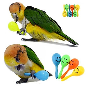 3PCS- Colourful Mini Ball Sand Hammer Parrot Rattle Shaker Musical Sound Toy Intelligent Sand Hammer Toys for Parakeets Canaries Cockatiels Conure Lovebirds(Random Color)