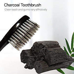 Dr. Dent Cladent Plus Charcoal Toothbrushes Regular Head Soft Whitening Brush for Adults Family Pack, Toothbrush for Gum Care, Individual Carrying Case & 4 Interdental Brush,(4 Colors,4 Pack)