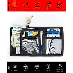 Fydelity 80's RFID Blocking Wallet - Mens and Women's RFID Wallet for Cards and Cash Bifold Hook & Loop Wallet Retro Wallets Men Women, Girls and Boys Wallet BLACK SLICK