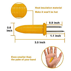 Kadden 20 PCS/Set Corn on The Cob Holders, Stainless Steel Heat Resistant Non Slip Barbecue Corn Prongs Skewers for BBQ, Cooking, Birthday Party (Yellow)