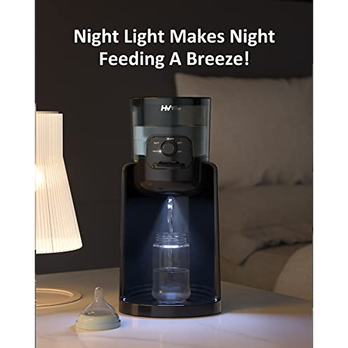 Water Warmer, HEYVALUE Baby Bottle Warmer, Formula Maker with Night Light, 4 Temperature Control & 72H Keep Warm, Detachable Tank, Instantly Dispenses Warm Water, Feed Baby More Easier and Healthier