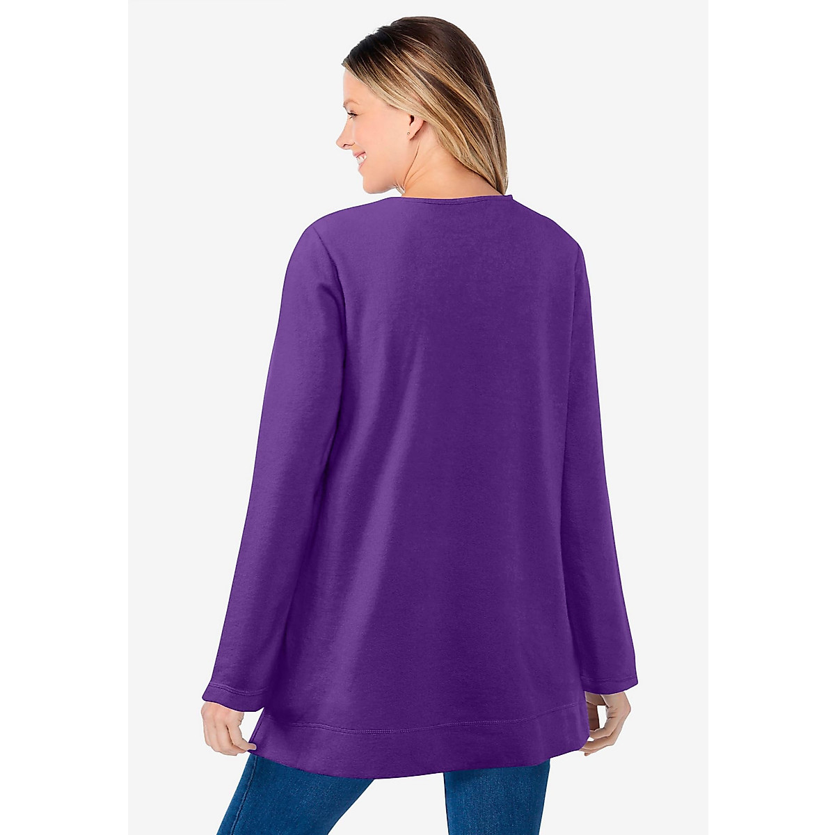 Woman Within Women's Plus Size Thermal Sweatshirt - 6X, Radiant Purple