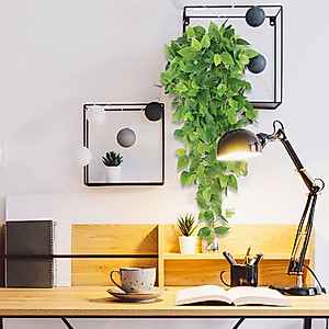 Whonline 4pcs 3.6FT Artificial Hanging Plants, Faux Pothos with 162 Leaves Each, Artificial Ivy Vine for Bedroom Wall Porch Garden Home Decor (No Basket)