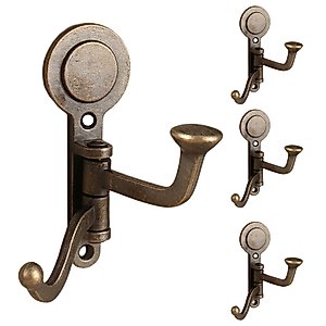 HIZEFSOO 4PCS Rustic Swivle Hook - Zinc Alloy Swivel Coat Hook Wall Mounted Coat Hook Decorative Cast Iron Heavy Duty Double Hooks Vintage Robe RV Bathroom Kitchen Garage Hooks