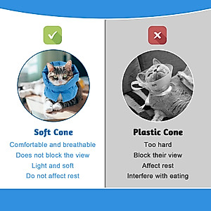 PINVNBY Cat Cone, Cat Recovery Collar Soft Adjustable Cat Cone to Stop Licking and Scratching Foldable Water Resistant Neck Cone for Cats with Drawstring Design Not Block Vision (S)