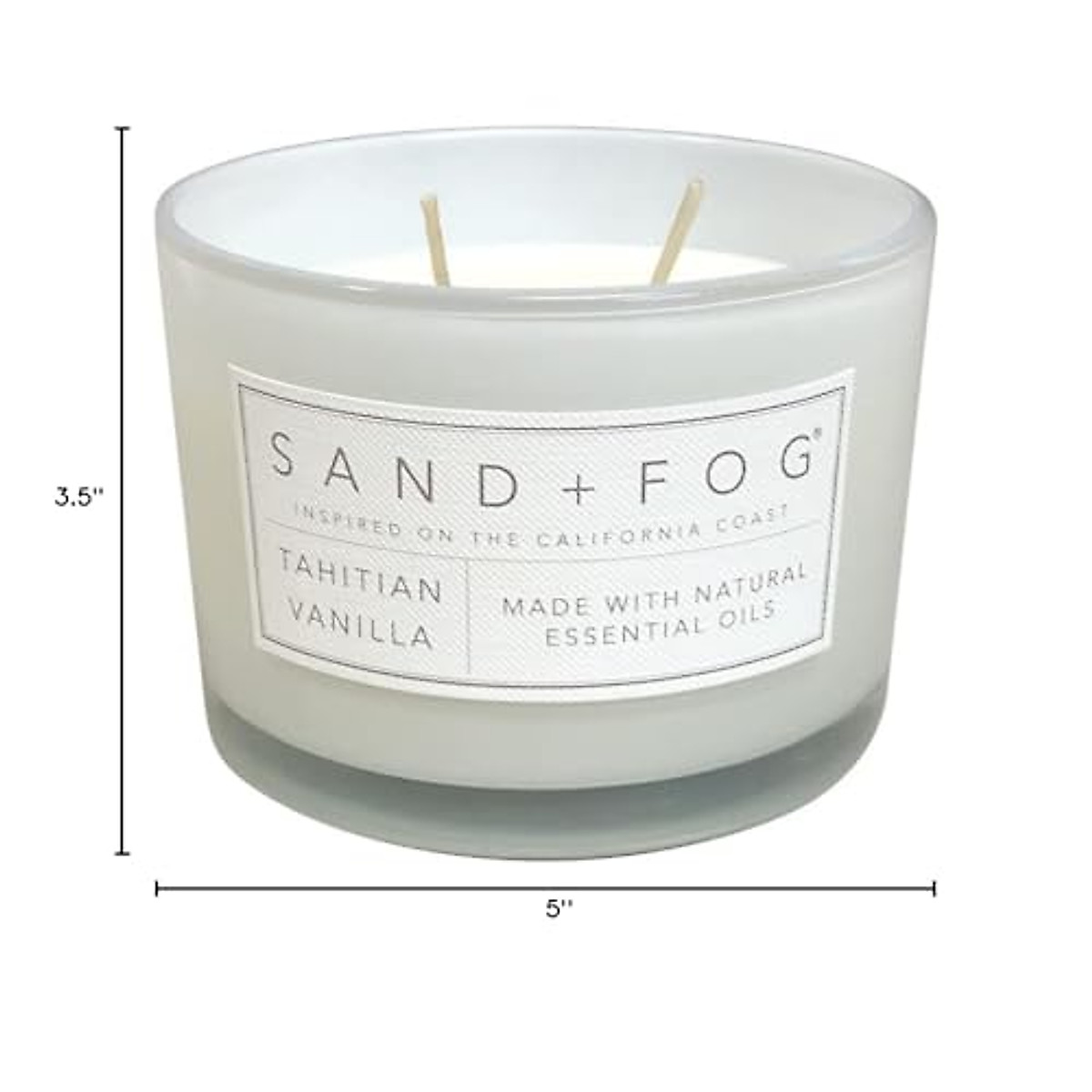 Sand + Fog Scented Candle - Tahitian Vanilla – Additional Scents and Sizes – 100% Cotton Lead-Free Wick - Luxury Air Freshening Jar Candles - Perfect Home Decor – 12oz