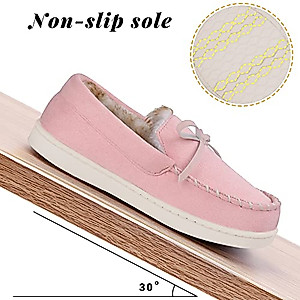 VONMAY Kids Slippers Boys Girls Moccasins House Shoes with Comfy Faux Fur Lining Memory Foam Slipper, Pink