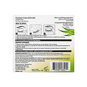 KISS Black Strip Lash Adhesive with Aloe, Dermatologist Tested, Formaldehyde Free, Non-Irritant, Contact Lens Friendly, Secure Hold, Contains Latex, with Control Nozzle Tip, 0.24 Ounce
