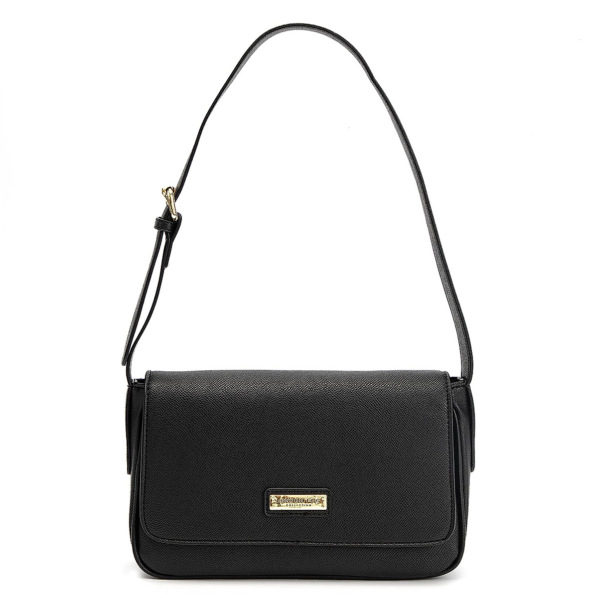 LONDON FOG ASTOR Texture Shoulder Bag for Women with Adjustable Strap - Black Texture