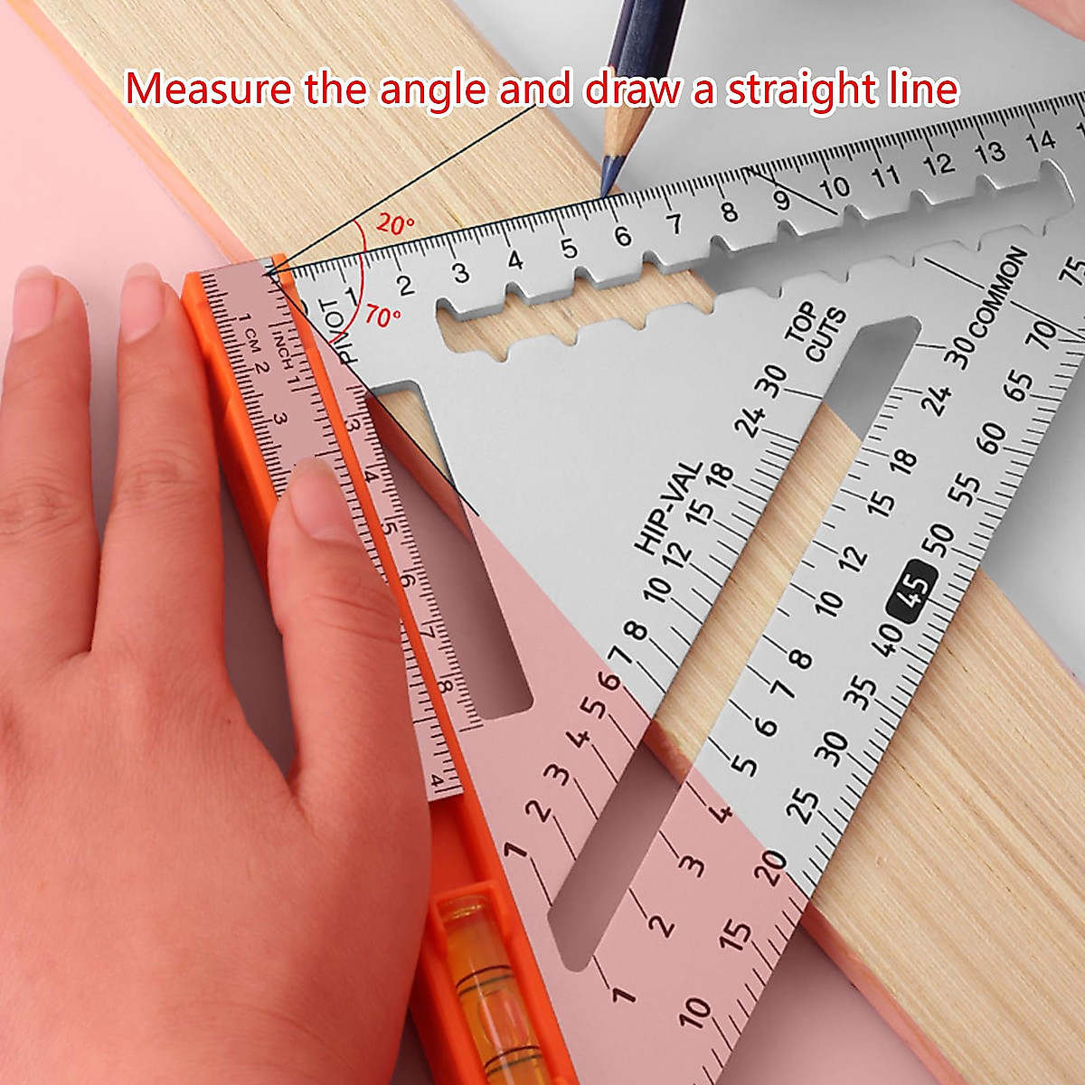BELOWSYALER Carpenter Square Multifunctional Try Square Metal Aluminium Ruler AnglesGuide Protractor Angles Try Square 45 & 90Degree
