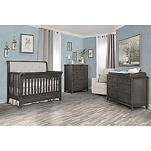 Evolur Signature Amsterdam 5-in-1 Convertible Crib, Smokey Brushed Grey