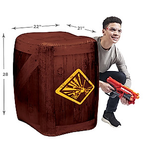 BUNKR BattleZones Battle Royale Inflatable Bunker Fort - 4 Piece Barricade Shield Set Crates and Barrels - Perfect for NERF Party
