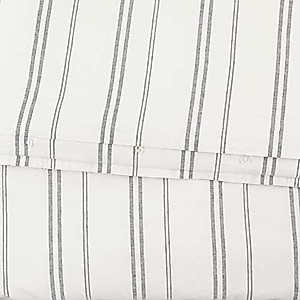Rivet Maxwell Stripe Garment Washed Linen/Cotton Duvet Set - Gray Stripe - Full/Queen