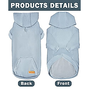 Kickred Basic Dog Hoodie Sweatshirts, Pet Clothes Hoodies, Granular Velvet, Sweater with Hat and Leash Hole, Soft Velvet Outfit Coat for Small Medium Large Dogs