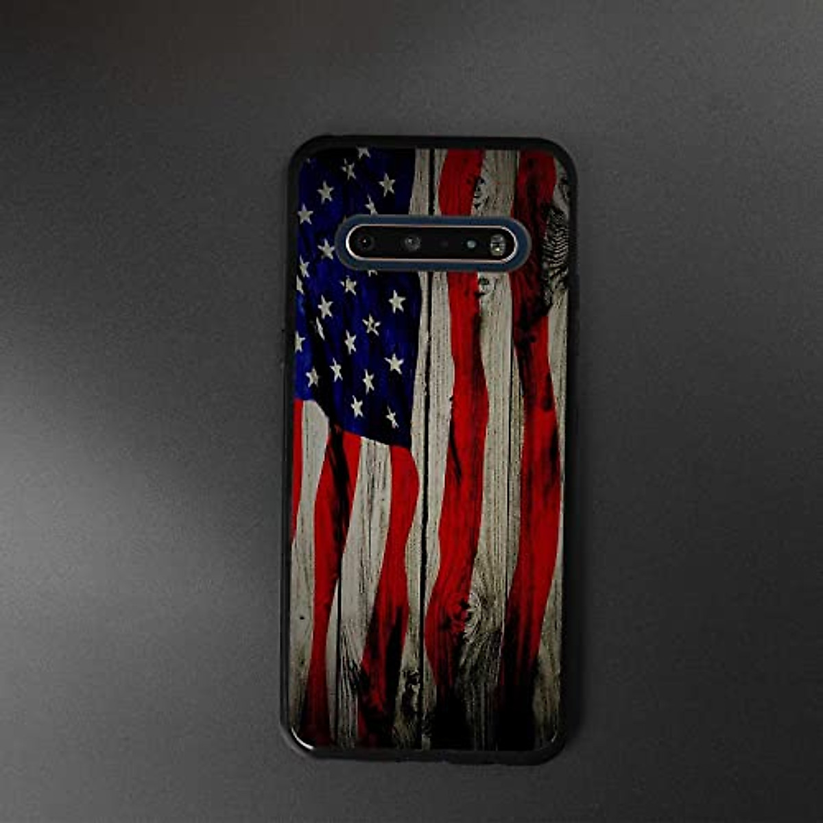 Compatible with LG V60 ThinQ 5G Case, Retro USA American Flag Old Wood Grain Graphic Design for LG Case Men Boys,Soft Silicone Stylish Cool Case for LG
