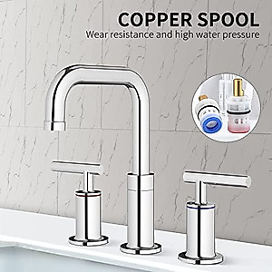 Bathroom Faucet, HOMELODY 2 Handles Bathroom Faucet Chrome, 8 inch Widespread Faucet for Bathroom Sink, 3 Hole Bathroom Sink Faucet Bath Sink Faucet with Pop Up Drain