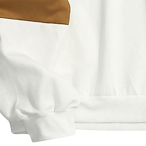 Maiyifu-GJ Men's Casual Colorblock Pullover Hoodies Long Sleeve Striped Color Block Hooded Multicolor Drawstring Sweatshirt (White,Medium)