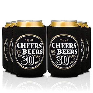 30th Birthday Decoration Bundle - Cheers & Beers to 30 Years Coozies and Cheers to 30 Years Birthday Banner