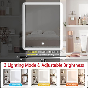 Fameill Vanity Desk with Mirror and Lights, White Vanity Table with 3 Color Lighting, Makeup Vanity Desk with Charging Station, 5 Drawer Storage, 5 Hooks, Hidden and Open Shelves