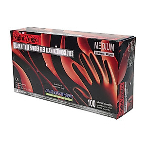 Adenna Night Angel 4 mil Nitrile Powder Free Exam Gloves (Black, Medium) Box of 100