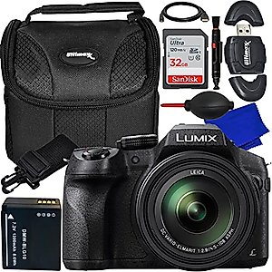 Ultimaxx Essential Bundle + Panasonic Lumix DMC-FZ300 Digital Camera + SanDisk 32GB Ultra SDHC Memory Card, Spare Battery, Water-Resistant Gadget Bag, High Speed Memory Card Reader & More(16pc Bundle)