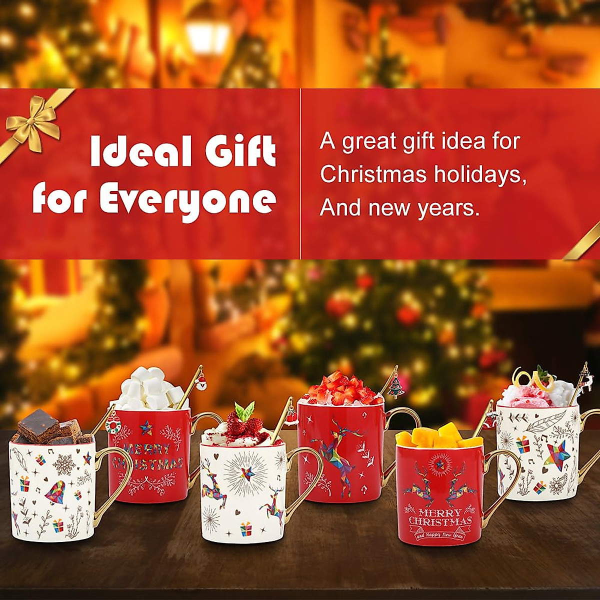 FLLETY Coffee Mug,Tea Cup Set,Coffee Cups Ceramic Travel Mug, Mug With Saucer And Spoon,Halloween Mugs With Gift Box For Women - Christmas Gift,Mothers Day Gifts