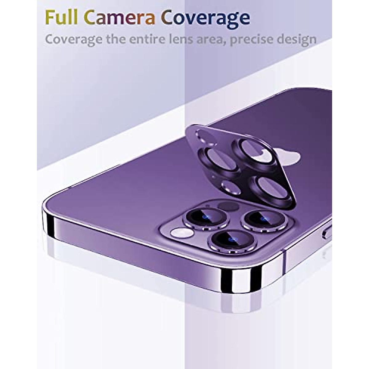 Tamoria Metal Camera Lens Protector Compatible for iPhone 14 Pro Max Tempered Glass Camera Cover Support LIDAR Scanner, Anti-Explosion for iPhone 14 Pro 6.1"/ iPhone 14 Pro Max Purple